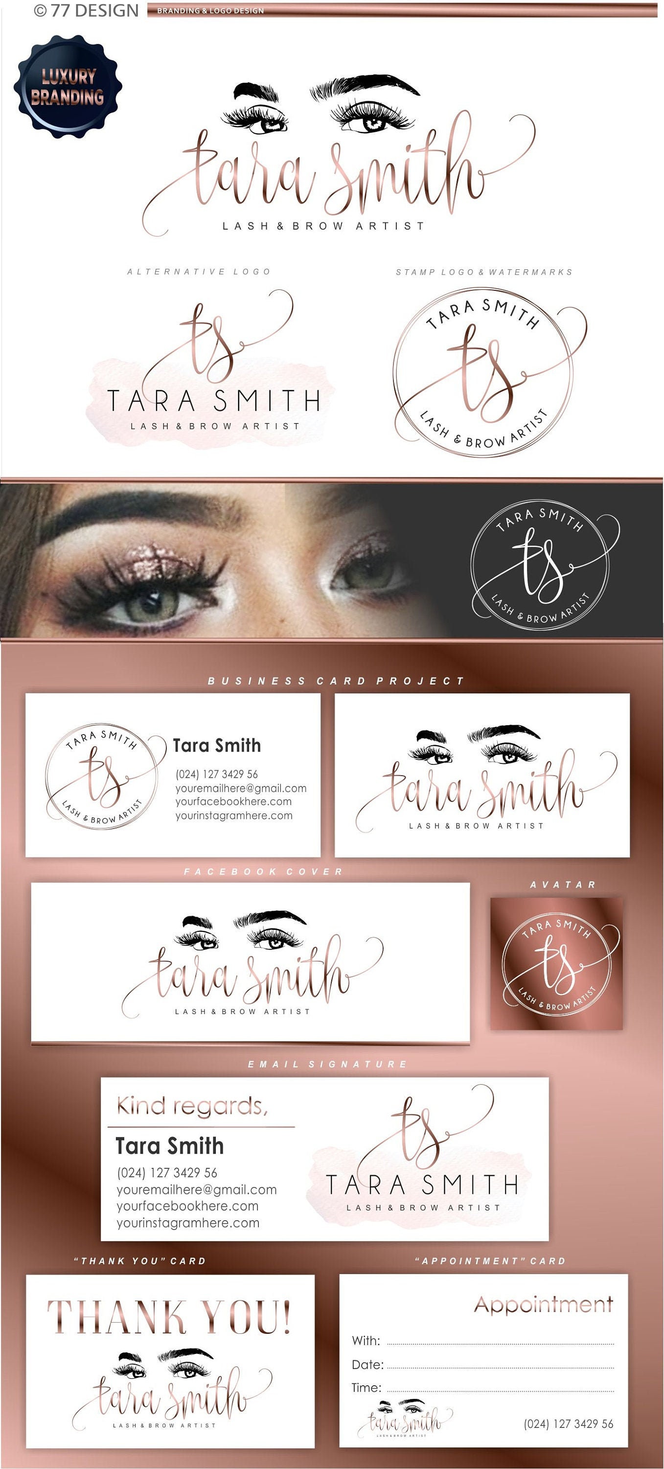 Logo Eyelash Branding Kit, Lashes Logo Package, Lash Artist Logo Design ...
