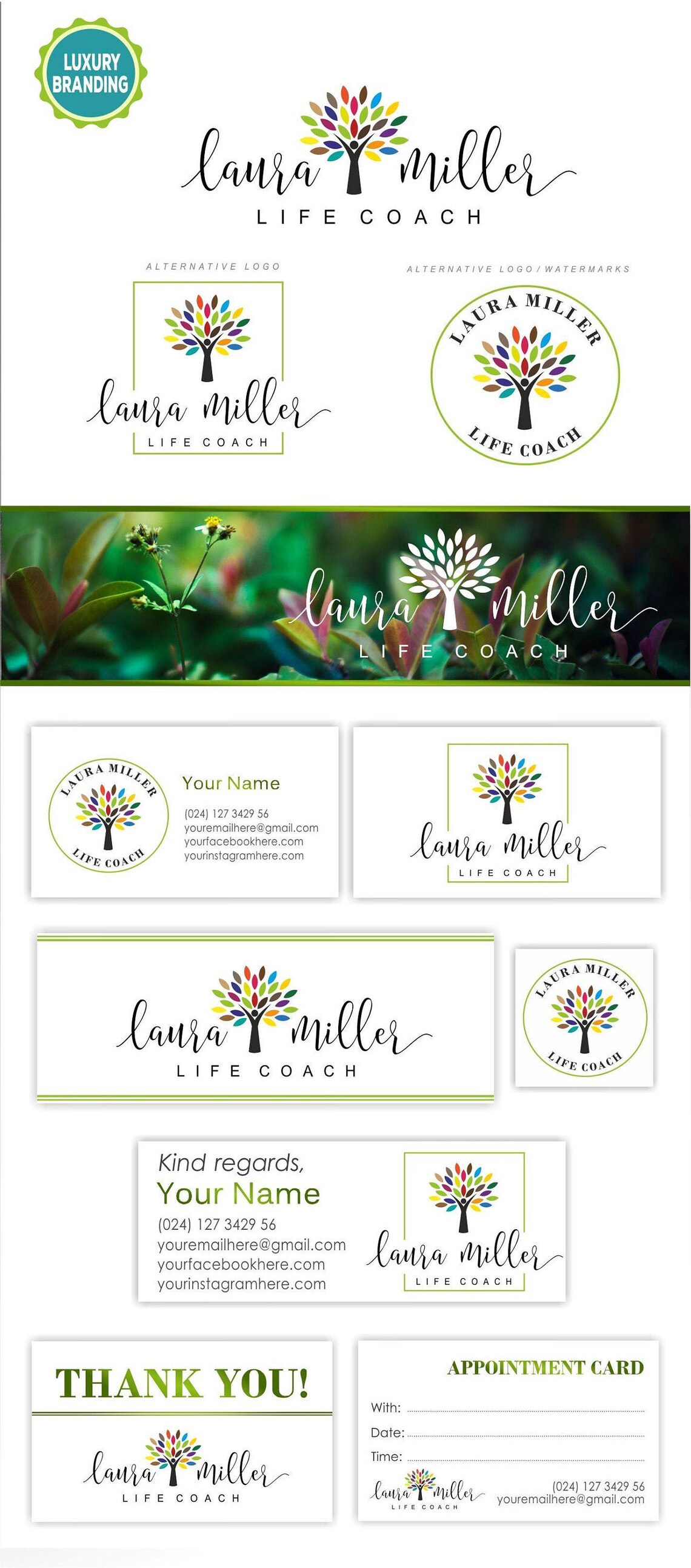 Tree logo design Beauty organic human logo Psychology health | Etsy