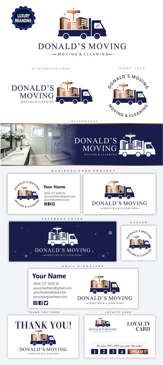 Moving Labour Logo Design Move and Clean Service House | Etsy