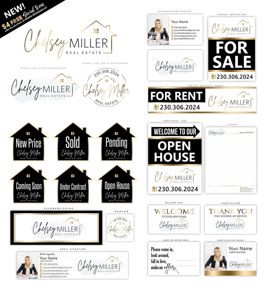 Real Estate Logo Design Realtor Logo Branding Bundle for Instagram ...
