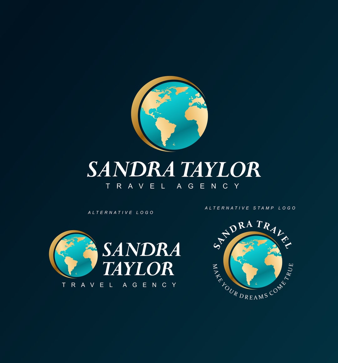 Travel Logo Adventure Branding Kit World Map Trip Design - Etsy