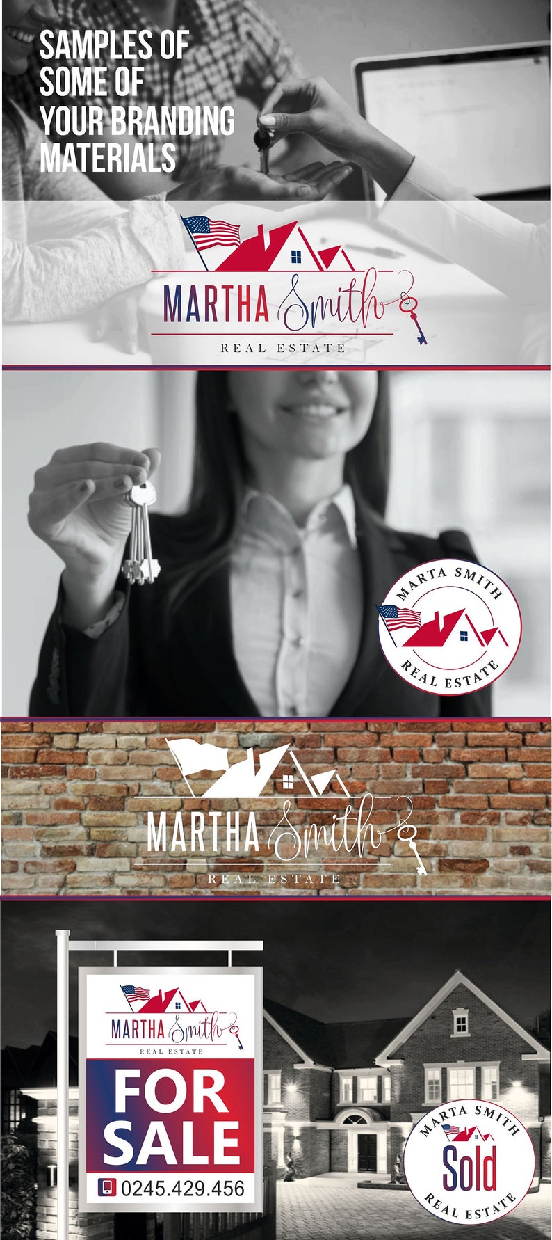 Patriotic Real Estate Logo Design USA Map Logo American Flag - Etsy