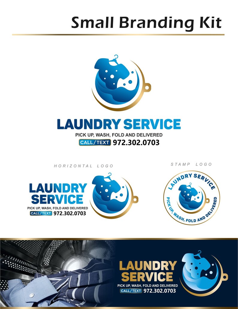 Laundry Service Logo Design, Premade Branding Kit 564 - Etsy