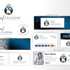 Cleaning Logo Design, Gold Crown Cleaning Logo Set, Cleaning Service ...