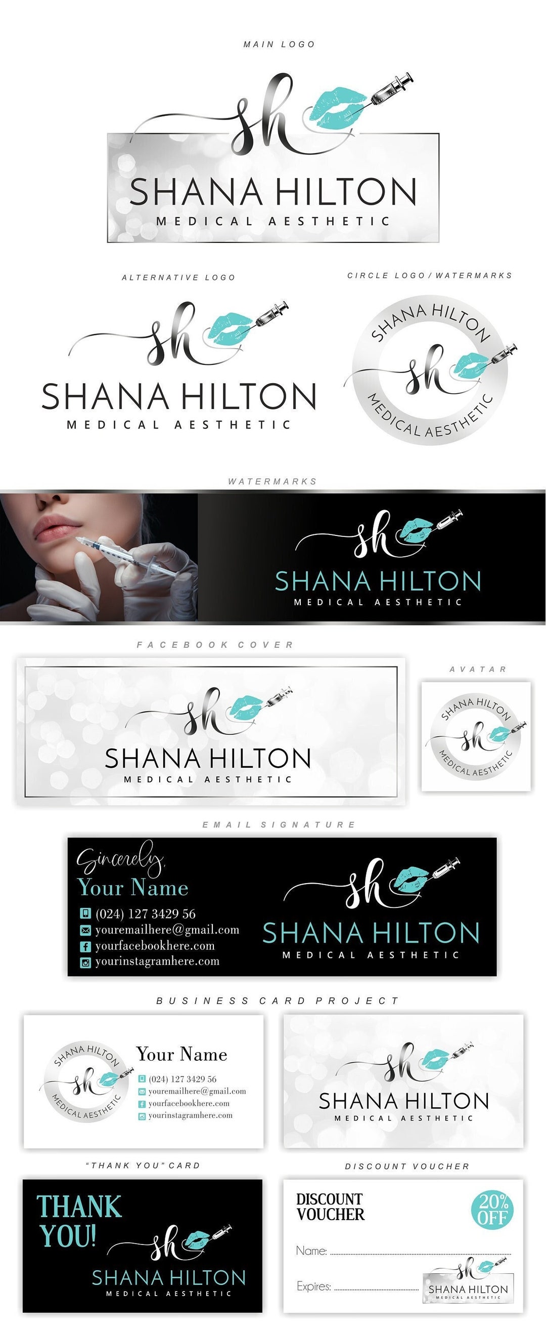 Lip Injection Logo, Medical Cosmetics Logo, Boutique Logo Kit, Plastic ...