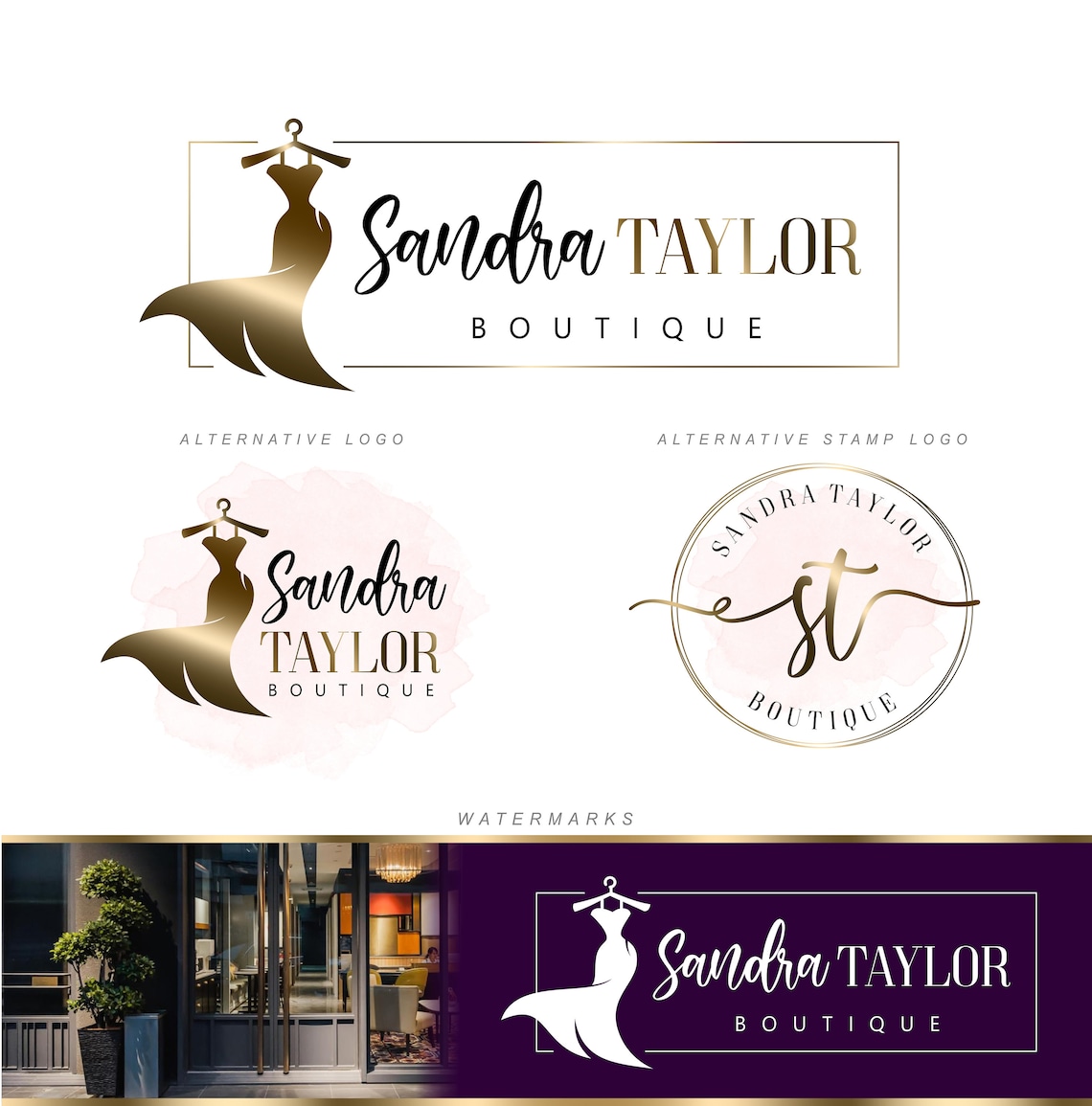 Boutique Logo Package Gold Logo Design Woman Silhouette Logo | Etsy