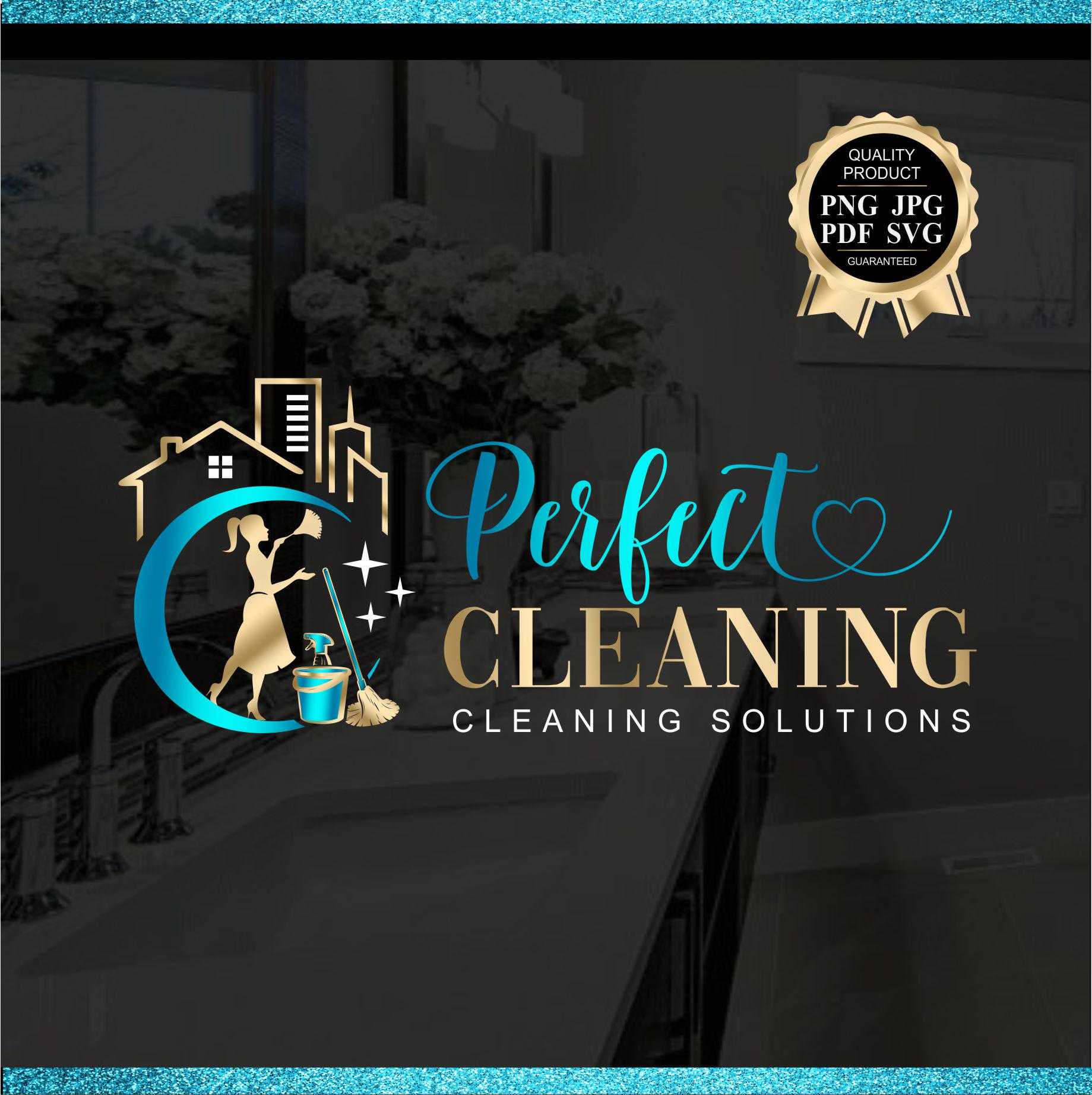 Premade Cleaning Service Logo, Modern Business Branding Kit 596 - Etsy