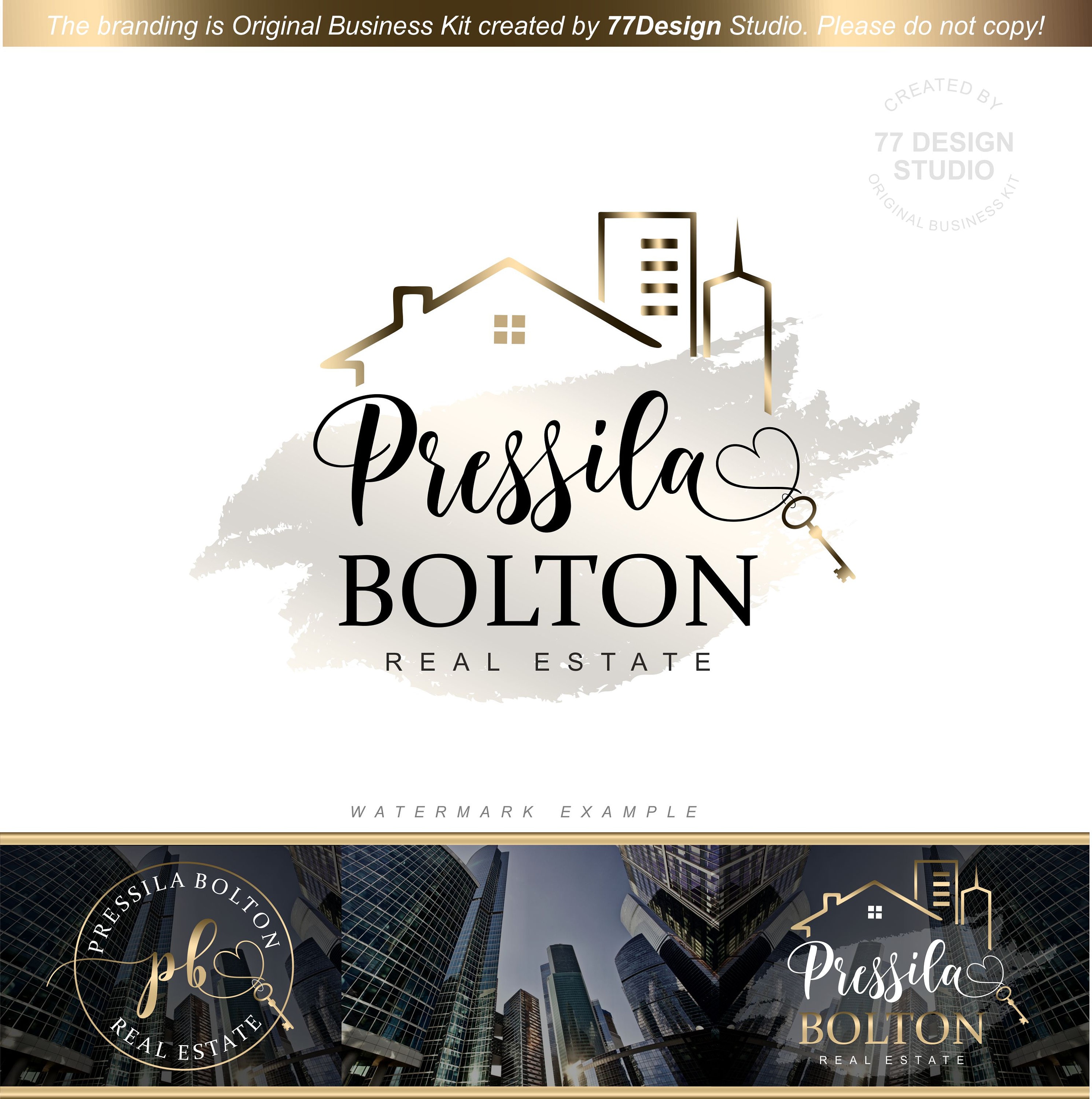 Real Estate Logo Design, Branding Kit, Realtor Logo, Gold Realty ...