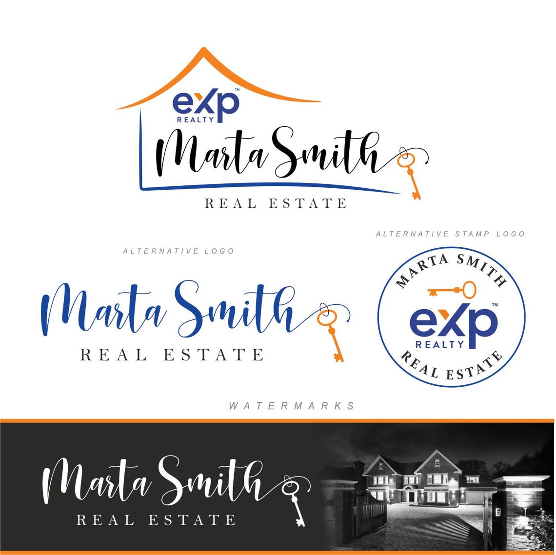 Real Estate Logo Design EXP Broker Logo Branding Kit - Etsy