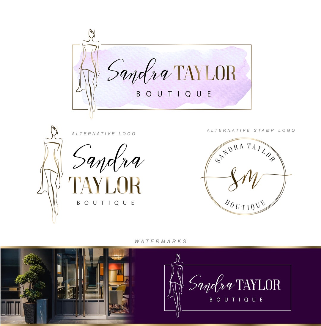 Boutique Logo Package, Gold Logo Design Woman Siluette Logo, Blog ...