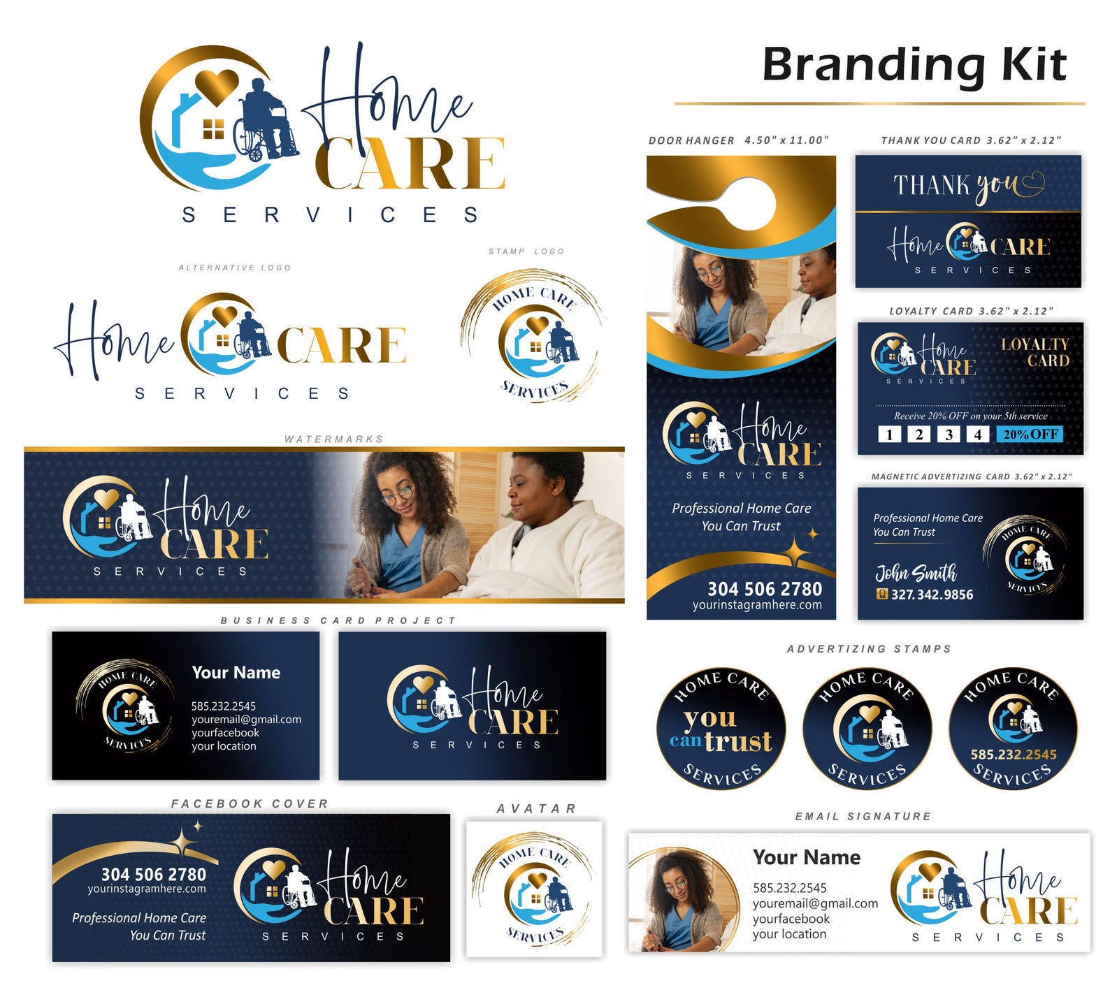Premade Home Care Logo, Senior Care Branding Kit - Etsy