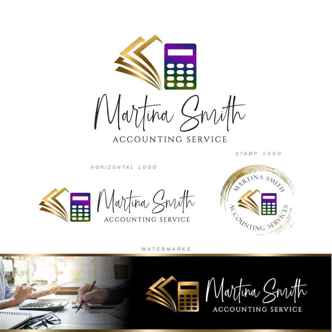 Accounting Service Logo, Bookkeeping Financial Logo, Premade Branding ...