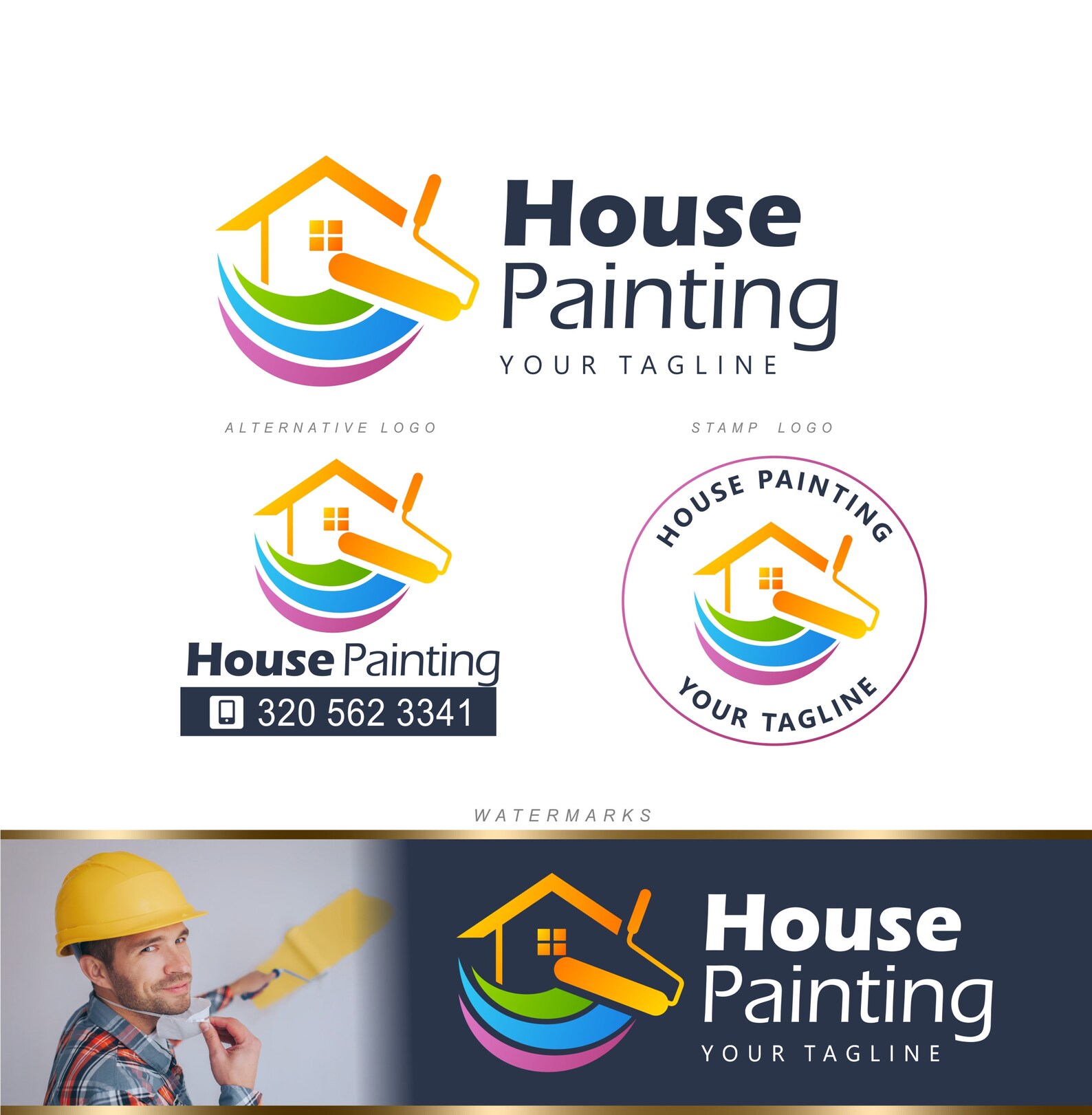 Home Decorator Logo, House Painter Logo, Colorful Logo, House Painter ...