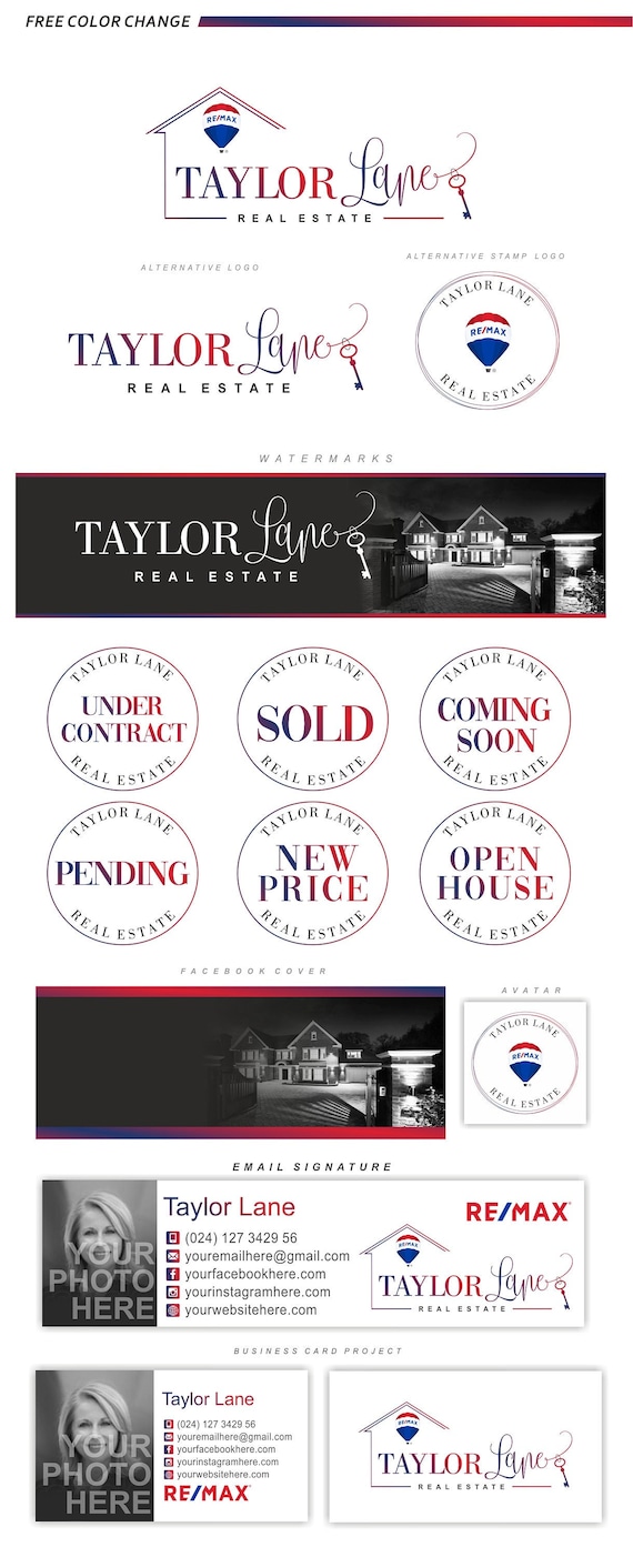 Real Estate Logo Design REMAX Balloon Logo Branding Kit | Etsy