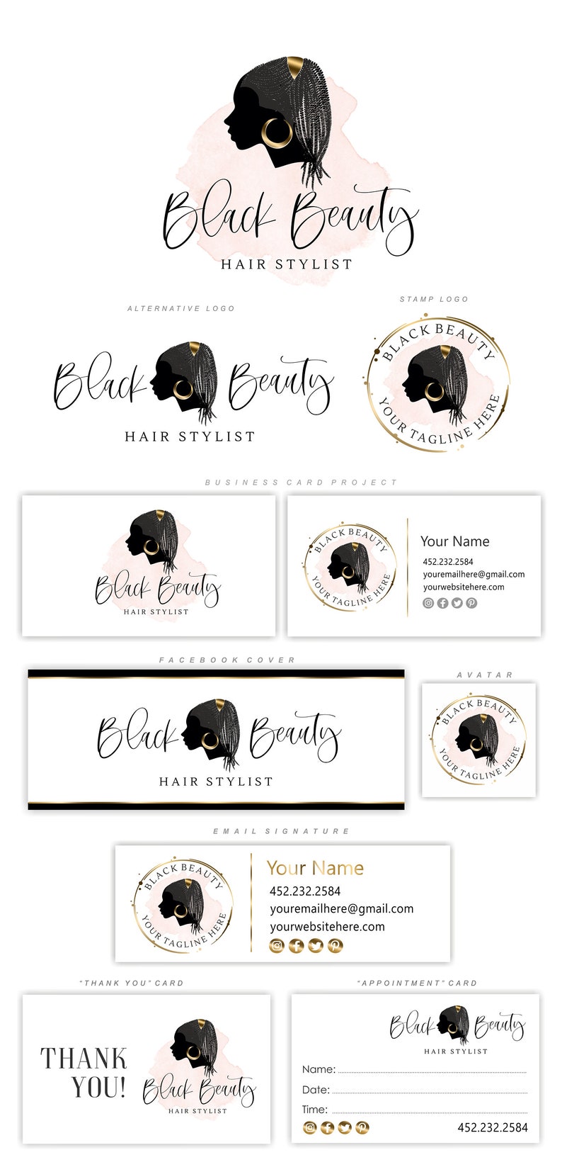 Braid Hairstyles Logo Black Beauty Logo Royal Afro Logo - Etsy