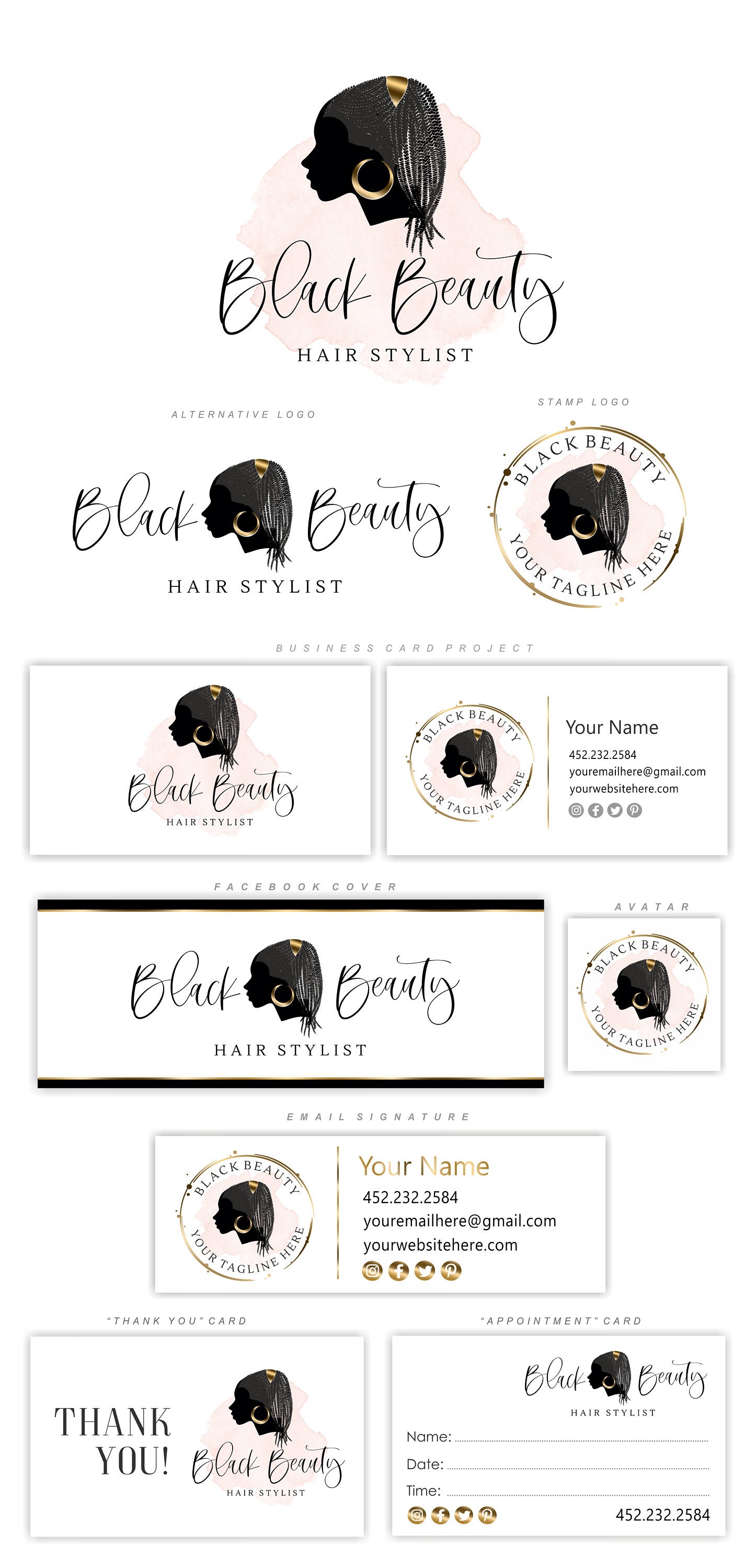 Braid Hairstyles Logo Black Beauty Logo Royal Afro Logo - Etsy