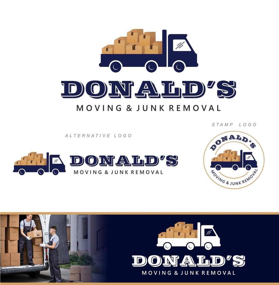 Box Truck Transport Logo, Moving & Junk Removal Business Logo, Box ...