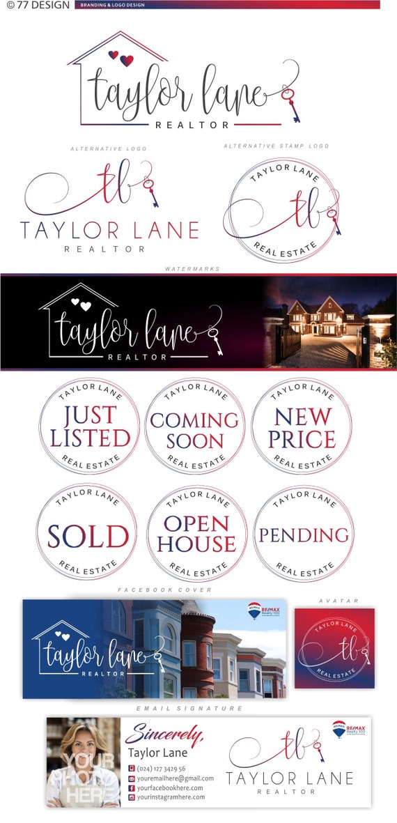 Real Estate logo design Branding kit Realtor logo Real | Etsy