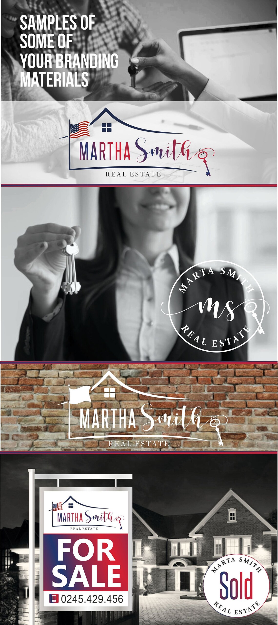 Patriotic Real Estate Logo Design, USA Map Logo, American Flag Branding ...