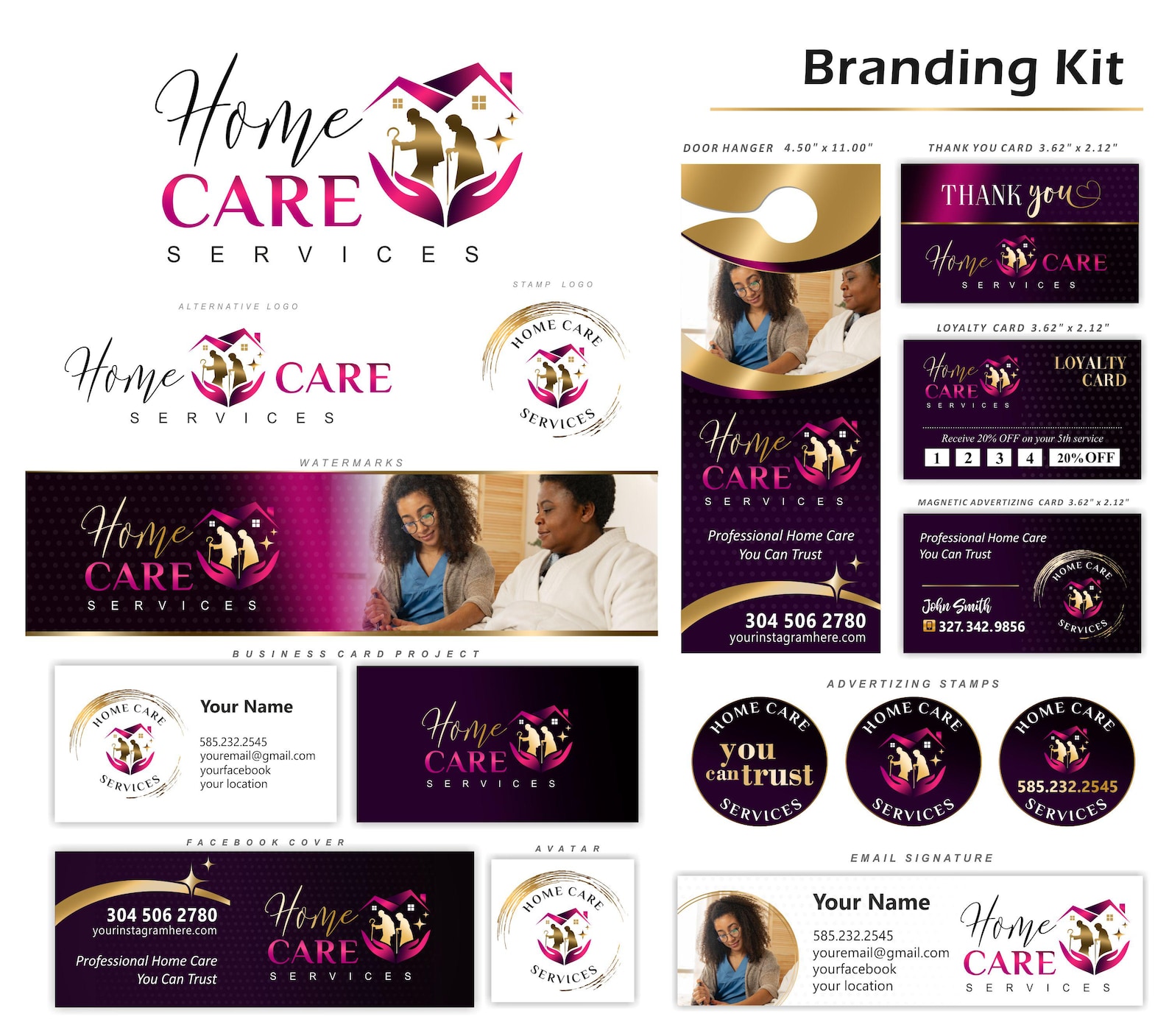 Home Health Care Logo Design, Elderly Care Branding 628 - Etsy
