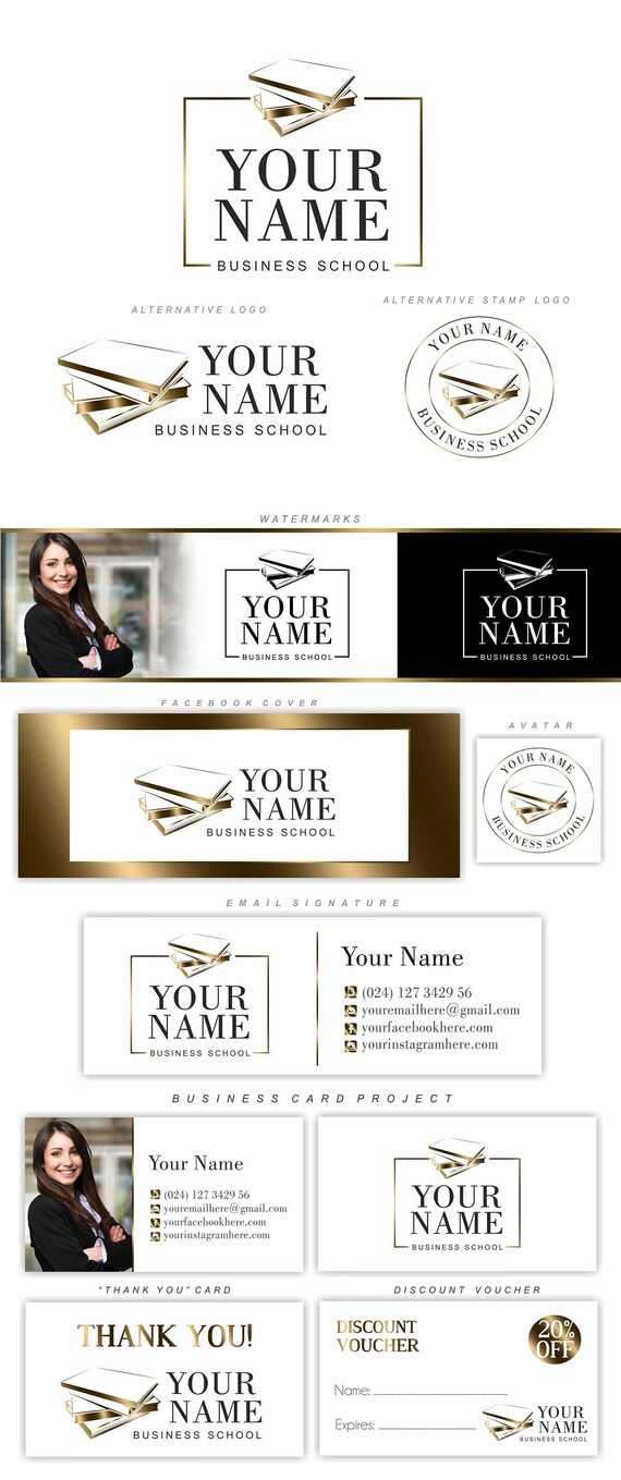 Business school logo Academy logo Teacher training logo | Etsy