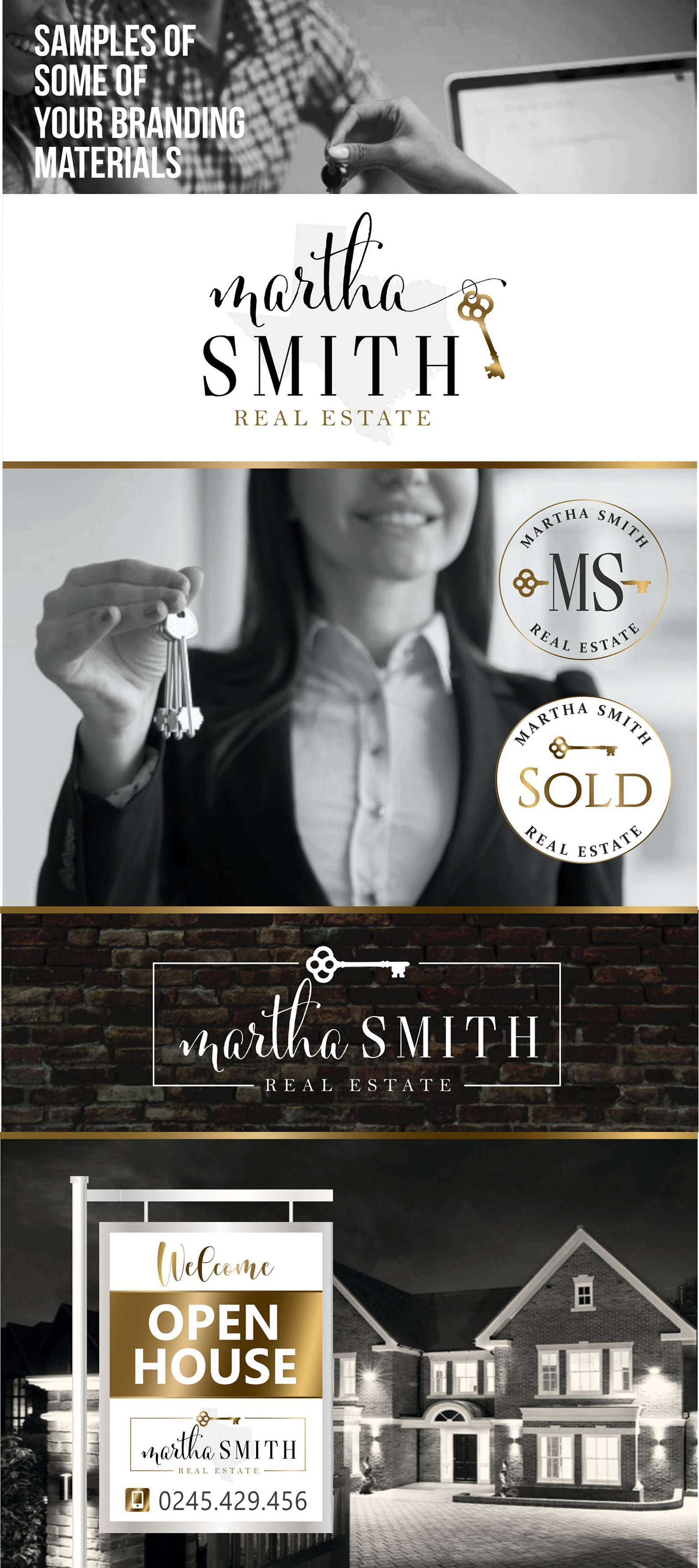 Realtor Logo, Key Logo Design, Real Estate Branding Kit, Realty Key ...