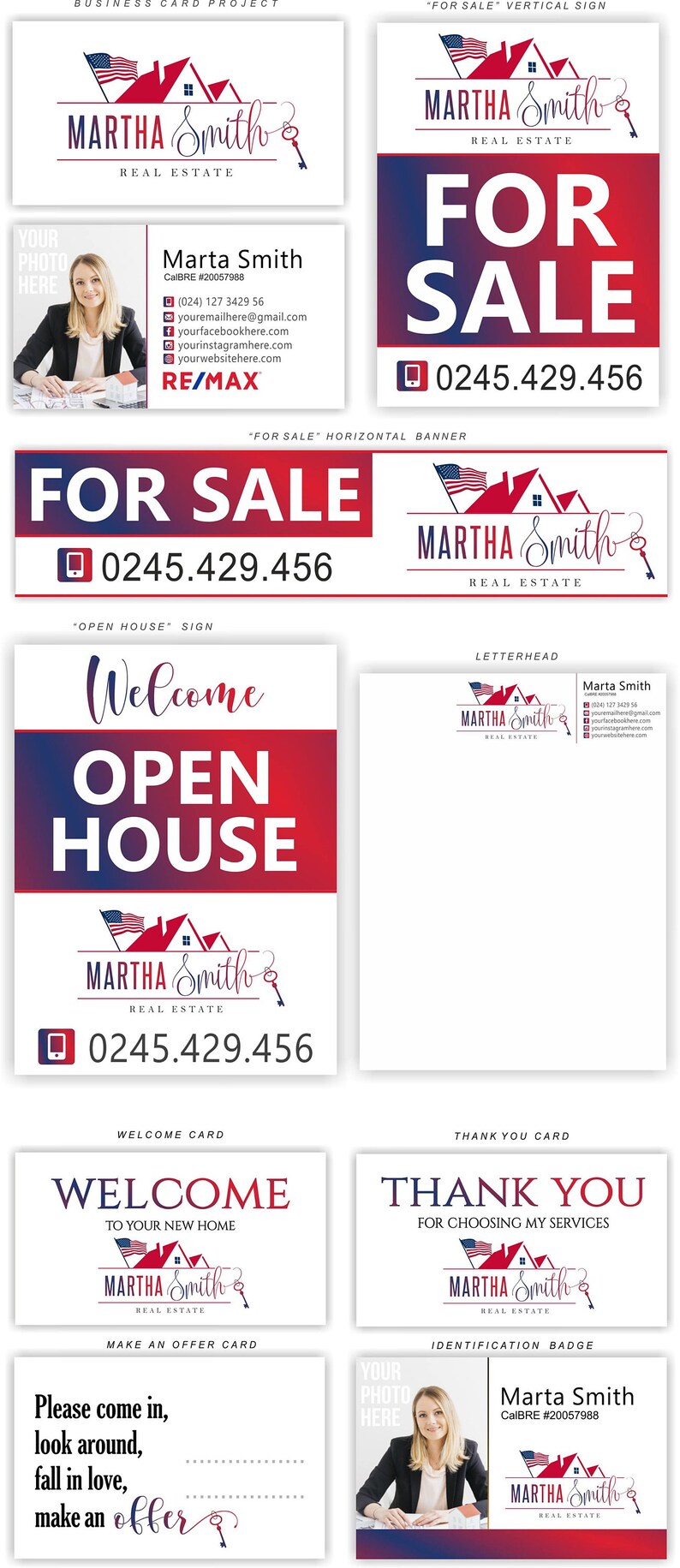 Patriotic Real Estate Logo Design USA Map Logo American Flag - Etsy