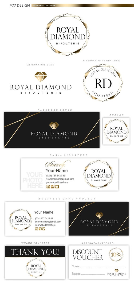 Jewelry Logo Design Diamond Logo Premade Kit Logo Package | Etsy