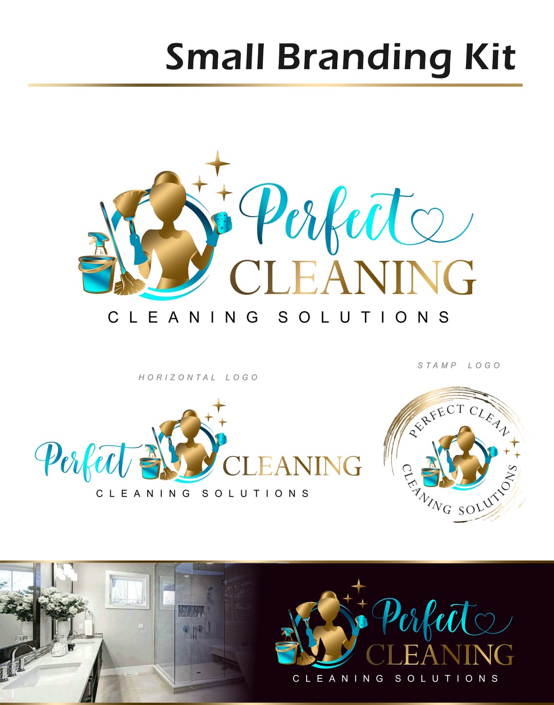 Cleaning Service Logo Design, Business Branding Kit 549 - Etsy