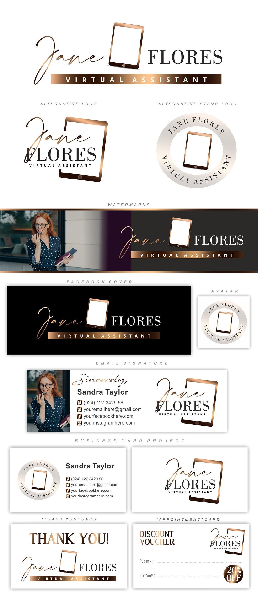 Virtual Assistant Logo Design, Online Business Branding, Tablet Logo, I ...
