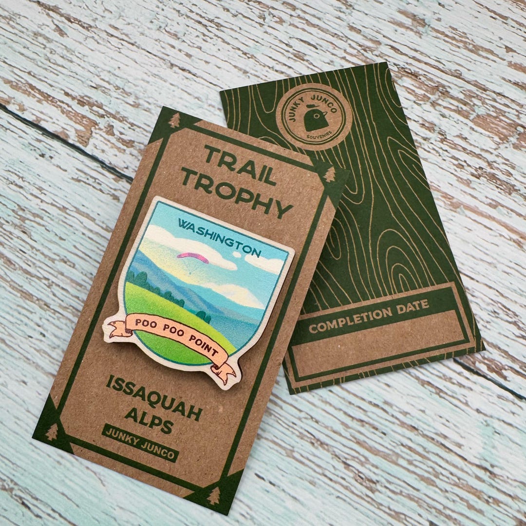 Poo Poo Point | Trail Trophy, Wooden Pin, Hiking, PNW - Etsy