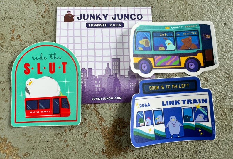 Seattle Transit Sticker Pack – Link Train, Bus, Funny Souvenir - Etsy