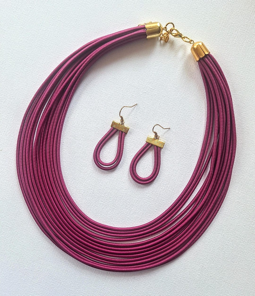 Burgundy Necklace, Burgundy Set,rope Necklace,cherful Necklace, Red ...