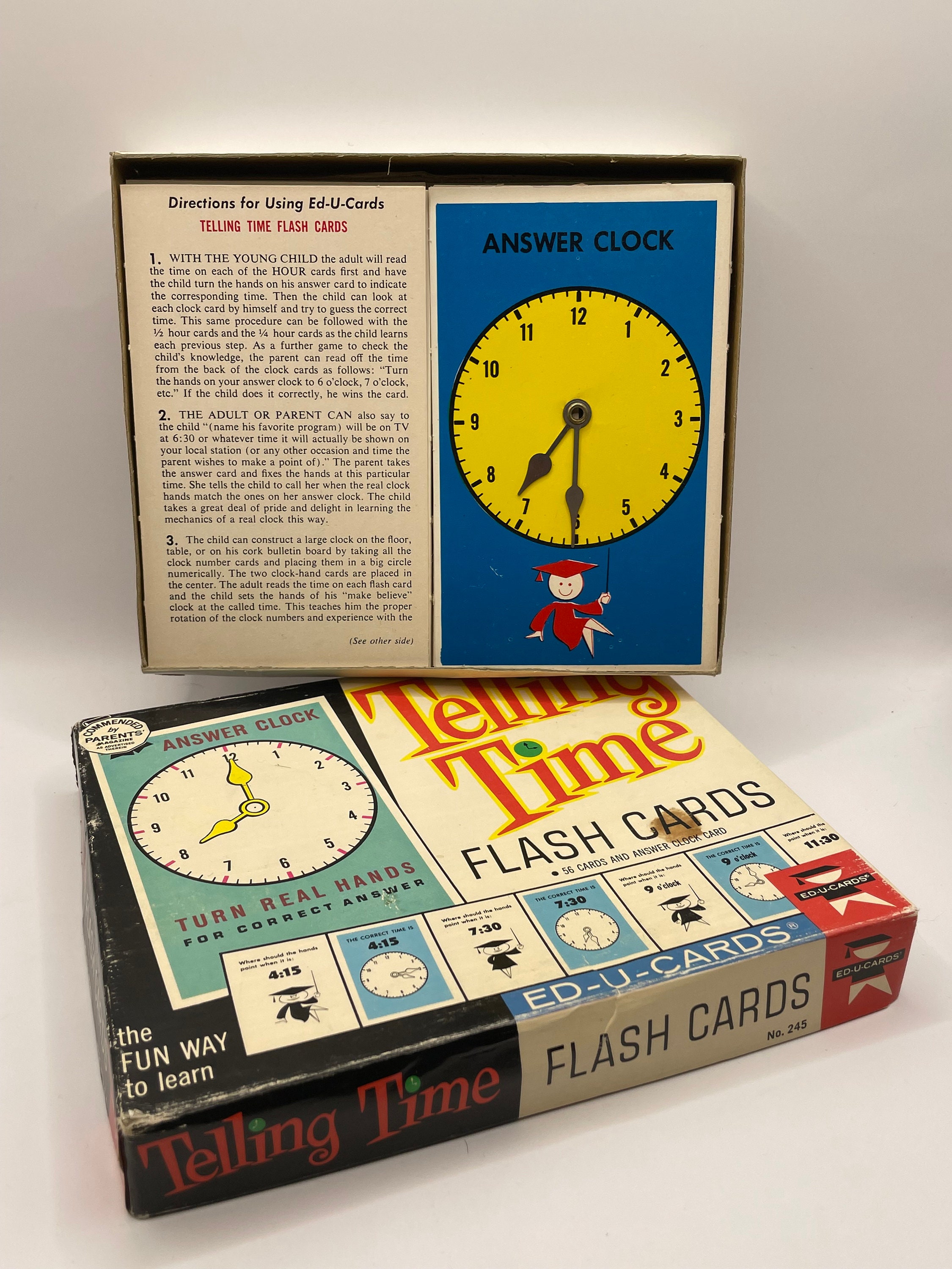 Vintage Telling Time Flash Cards - Etsy