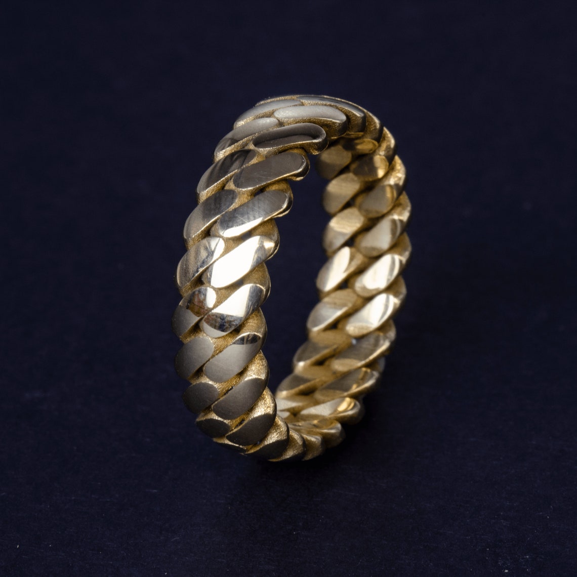 Cuban Link Ring 14k 18k 24k Solid Gold Ring - Etsy