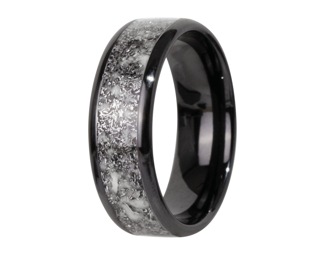 Meteorite Glow Ring Black Ceramic Resin Mens Wedding Band - Etsy