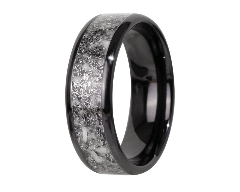 Meteorite Glow Ring Black Ceramic Resin Mens Wedding Band | Etsy