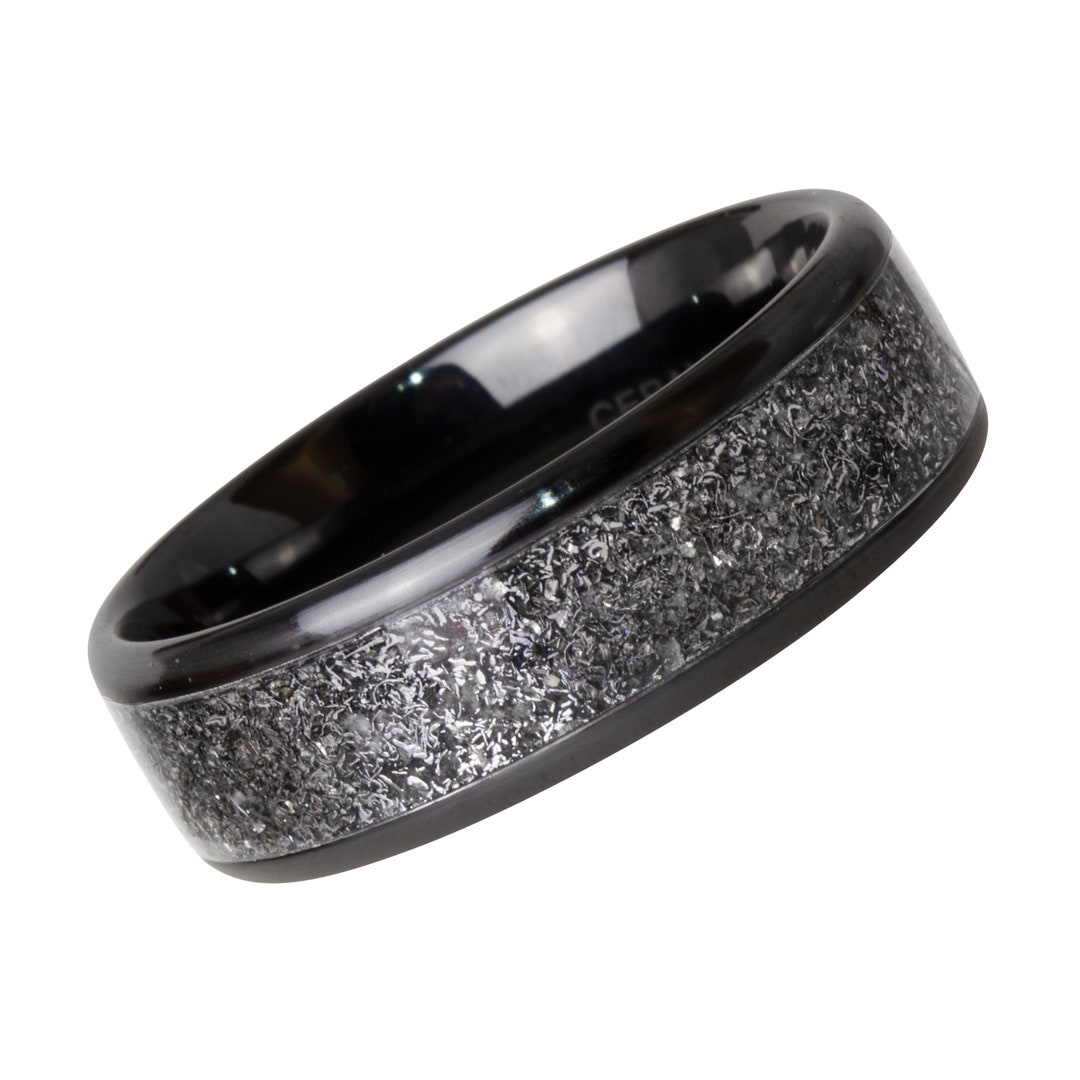 Meteorite Matrix - Black Ceramic Ring Quick Ship, Next Day Shipping - Etsy