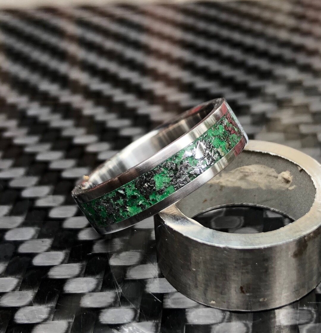 Meteorite Glow Ring Titanium 6mm Band, Any Color! Customizable! - Etsy