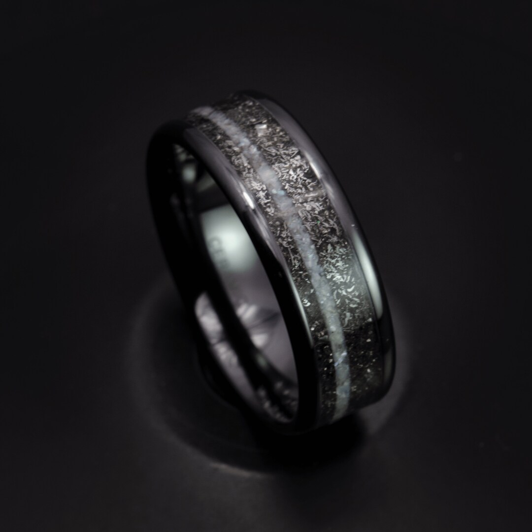 Arctic Voyager - Pearl Meteorite Ring, Black Ceramic - Etsy