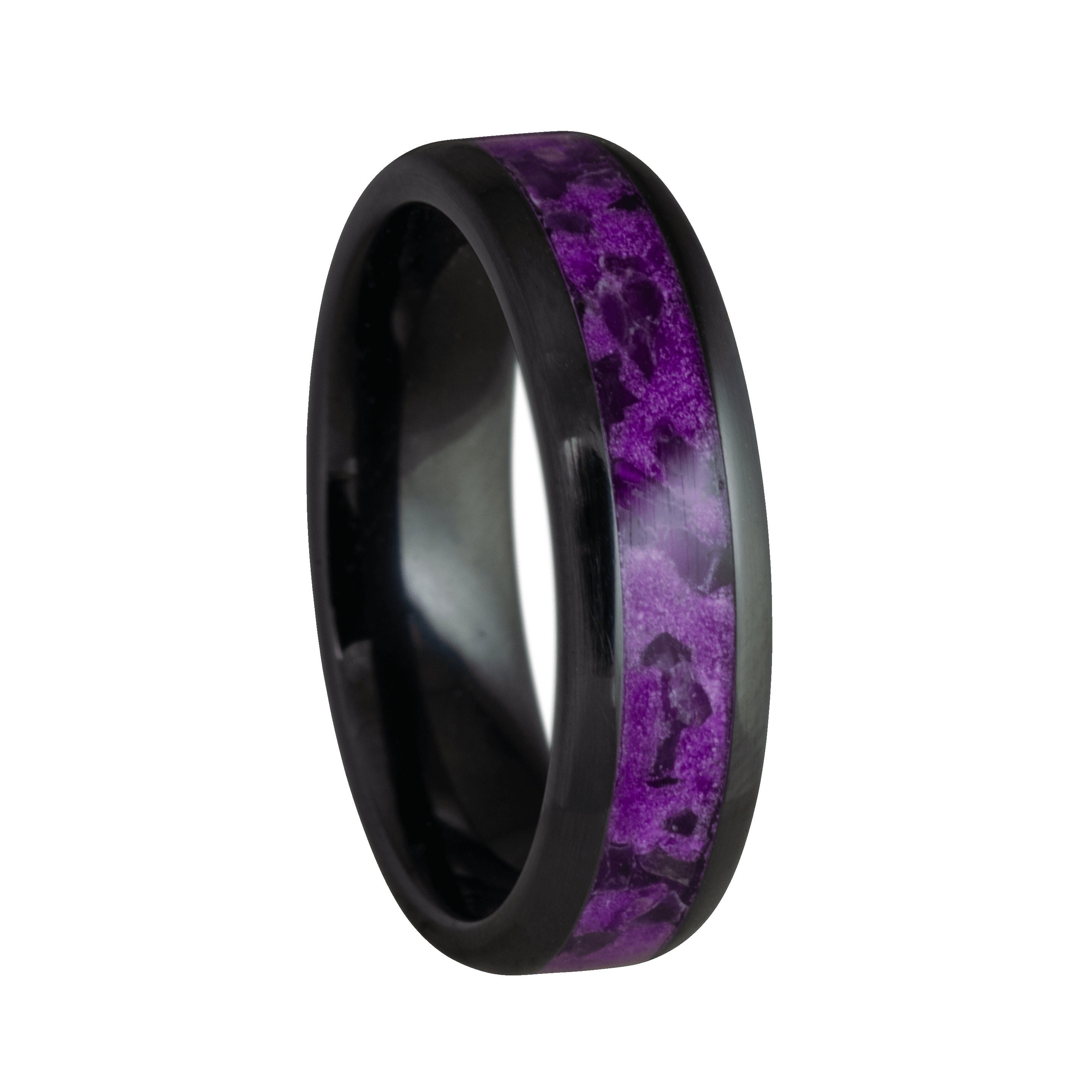 Royal Nova Amethyst Purple Glow Ring Black Ceramic Natural - Etsy