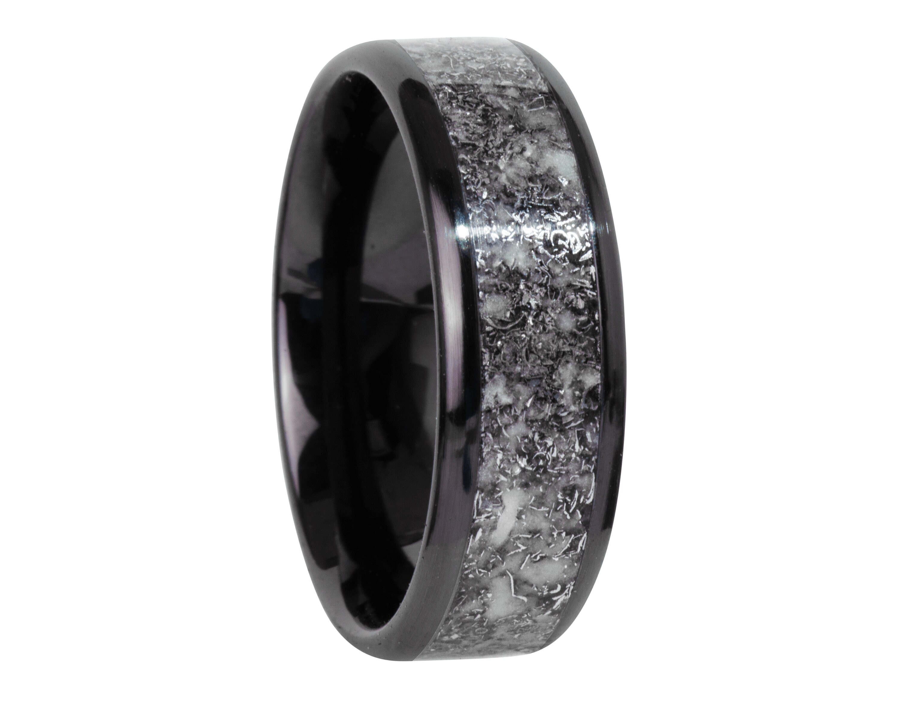 Meteorite Glow Ring Black Ceramic Resin Mens Wedding Band | Etsy
