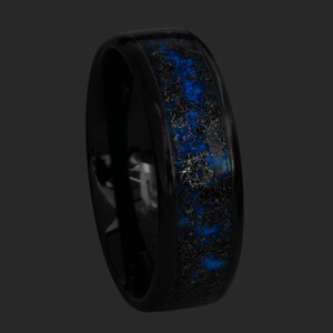 Meteorite Glow Ring, Black Ceramic Resin Mens Wedding Band Wide 8mm ...
