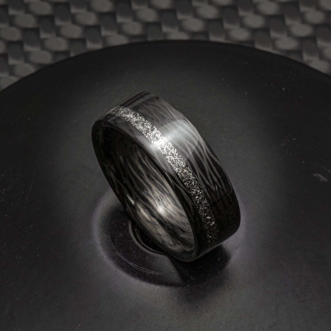 Asteroid Belt - Meteorite Ring, Carbon Fiber Ring With Offset Inlay ...