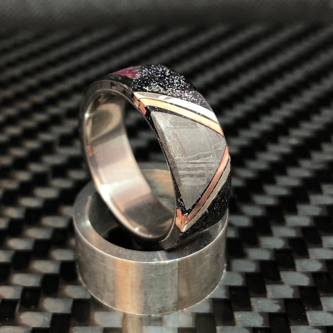 Ember Nebula Signet - Ruby Meteorite Ring, Superhero Signet, Space Ring ...