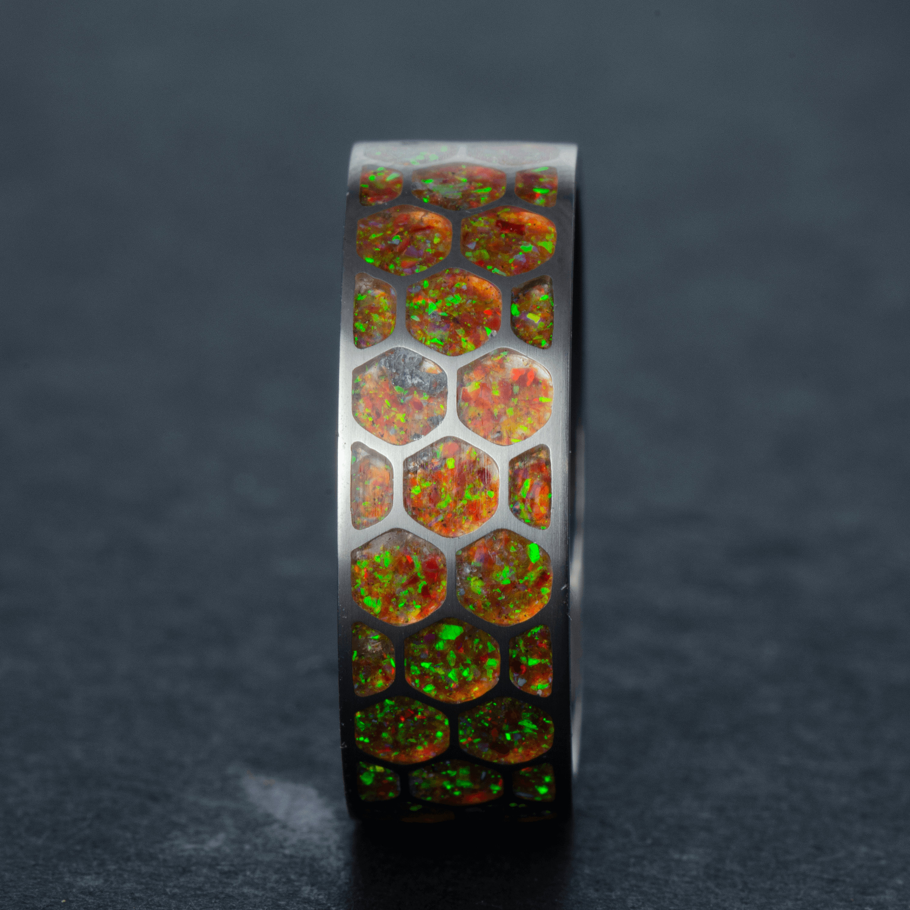 Opal Nectar - Hexagon Honeycomb Titanium Ring 8mm - Etsy