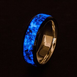 Galaxy Glow Ring – Meteorite and Silver 925 With Carbon Fiber Wedding ...