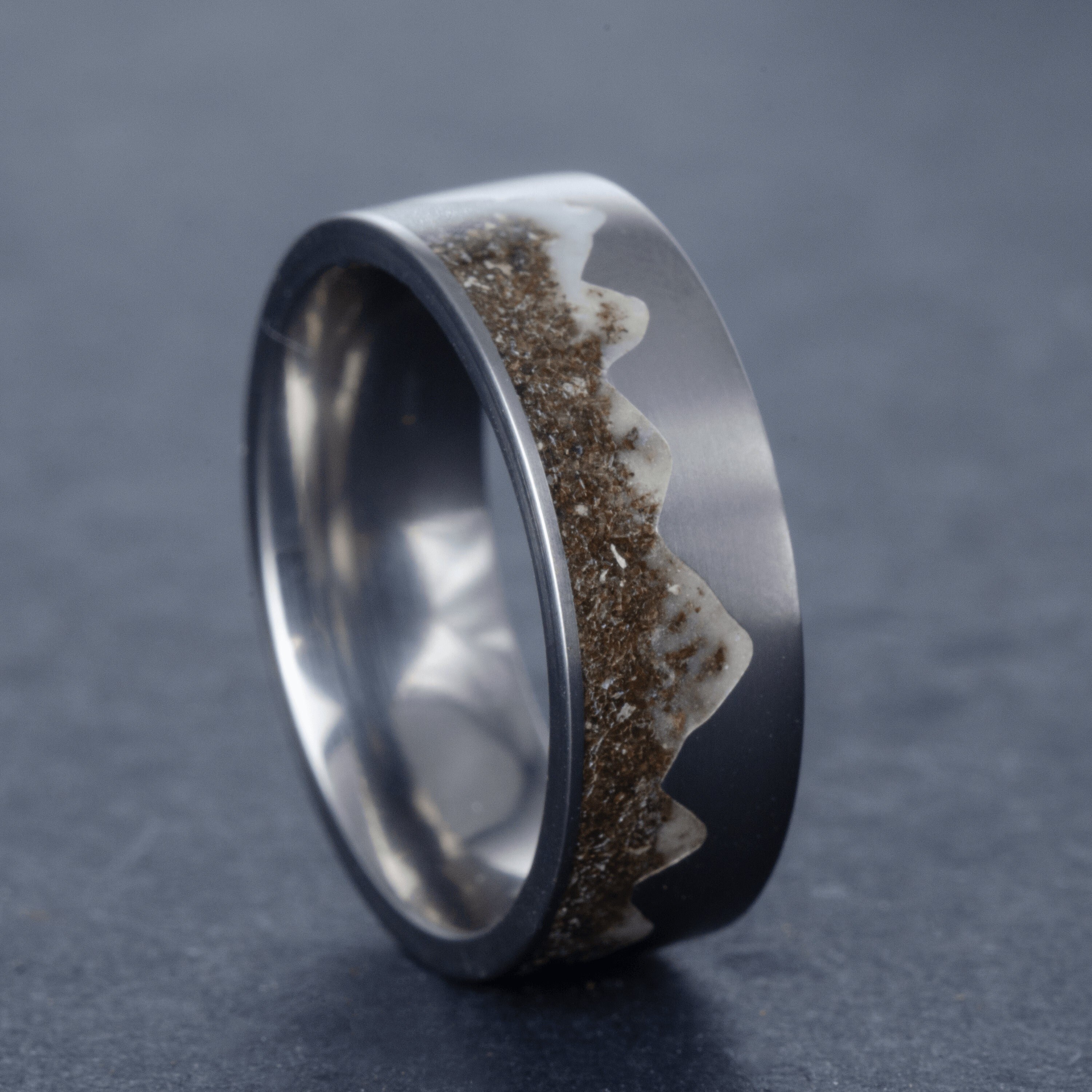 Jurassic Peaks - Triceratops Fossil Mountain Range Titanium Wedding ...