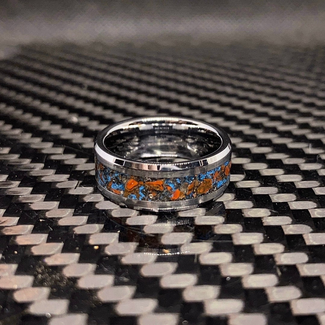 Martian Dino - Red Gembone Meteorite Glow Ring, Asteroid and Dinosaur ...