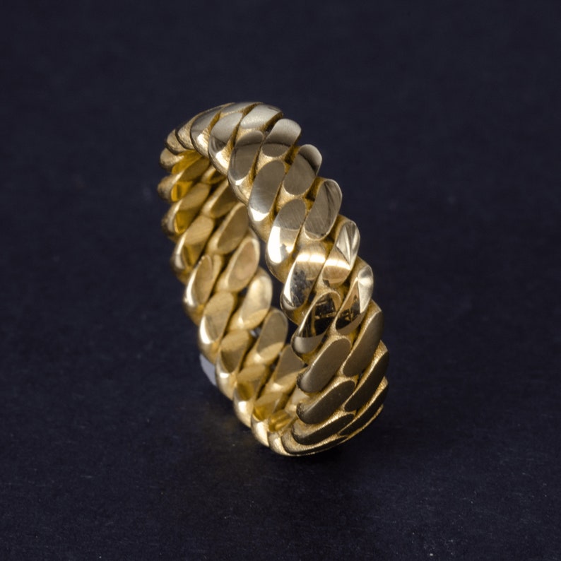 Cuban Link Ring 14k 18k 24k Solid Gold Ring - Etsy